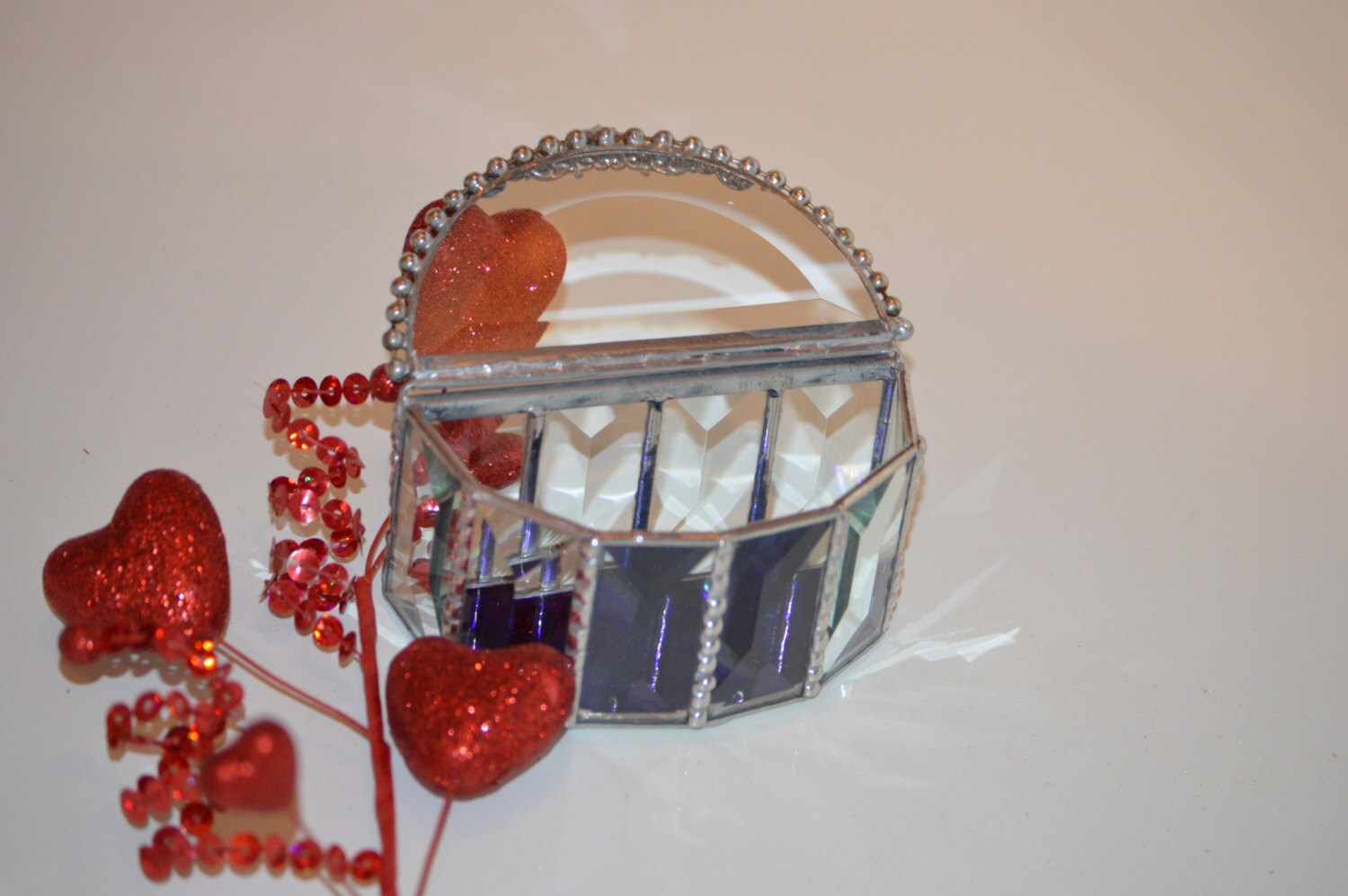 Unique Half Circle Beveled Filigree/beaded Jewelry Box, Ring Box ...