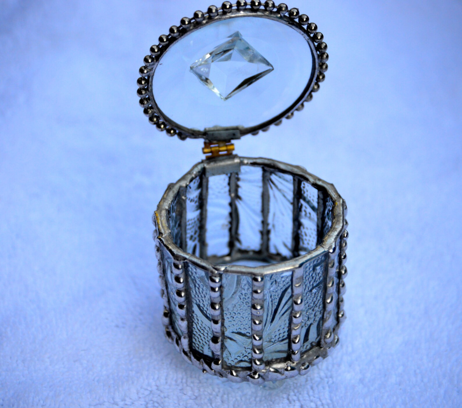 Round Embossed Glass Engagement Ring Box, Jewelry Box, Keepsake ...