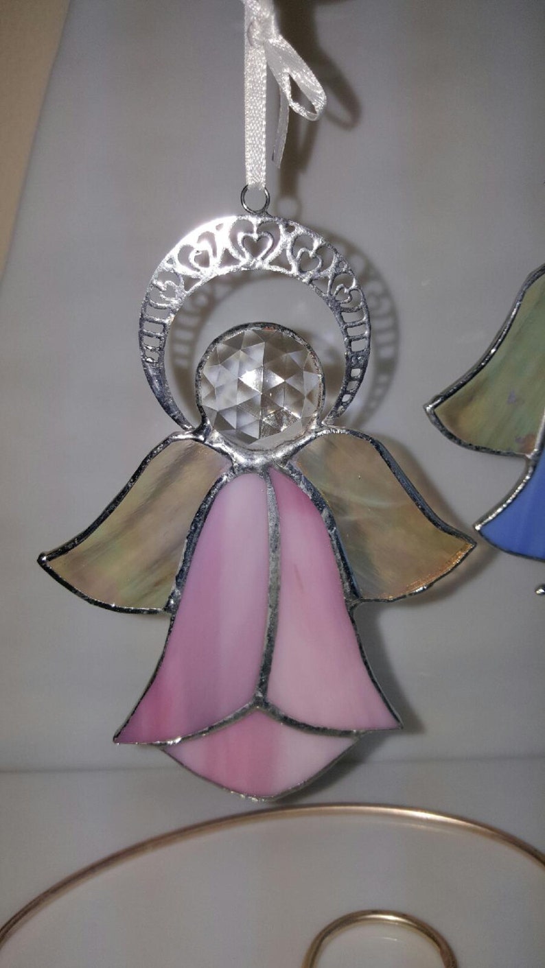 Stained Glass Tulip or Morning Glory Flower Angels, Filigree Halo ...