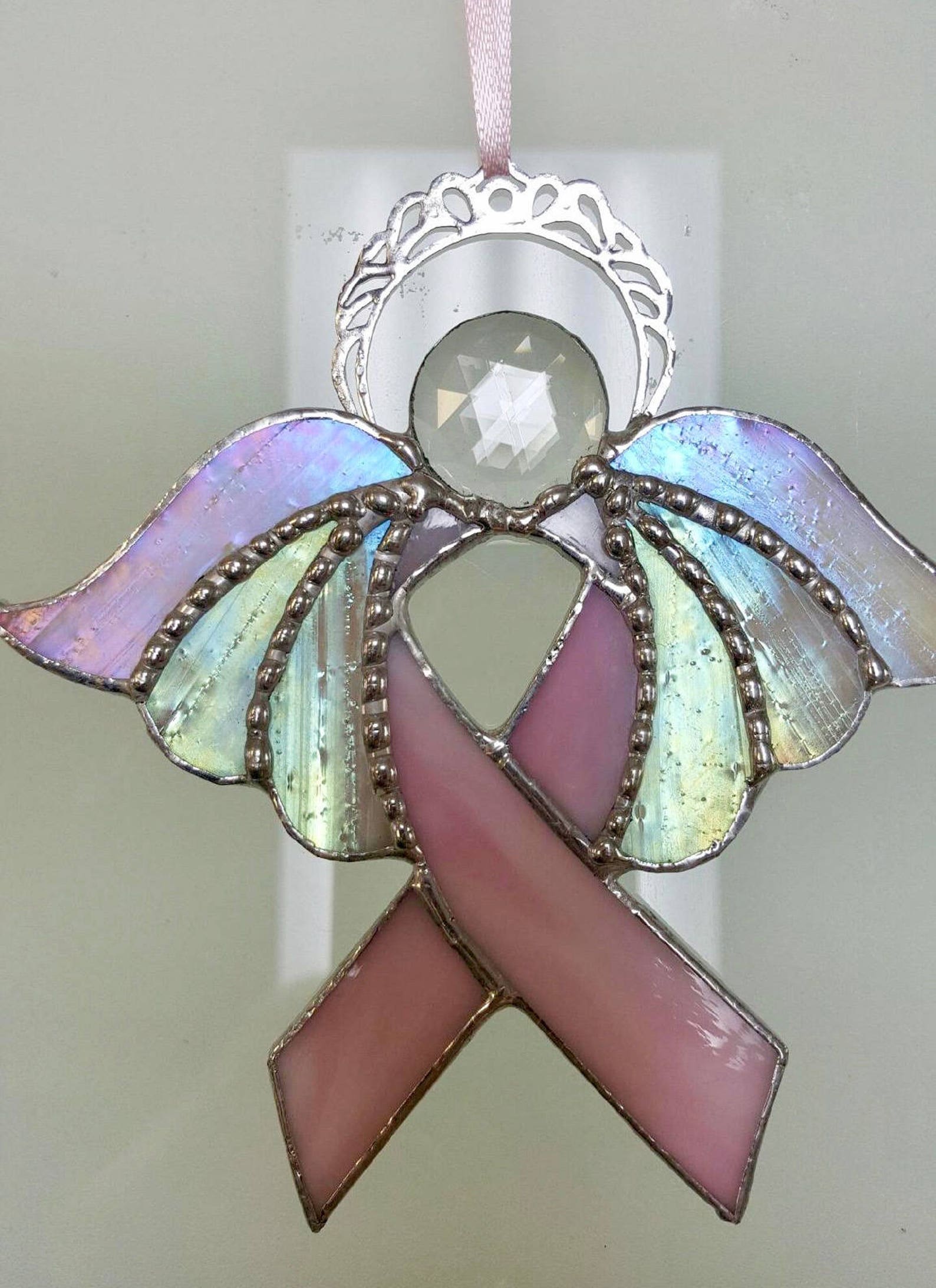 Breast Cancer Angel 6"x6", Jeweled Head, Filigree Nimbus and Beautiful ...