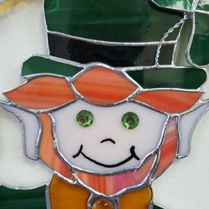Lucky the Leprechaun, Stained Glass Suncatcher, Ornament,darling ...