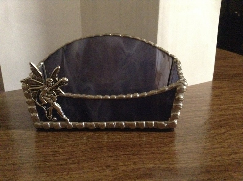 Spring Pink Business Card Holder, Real Stained Glass, Decorative Hand ...