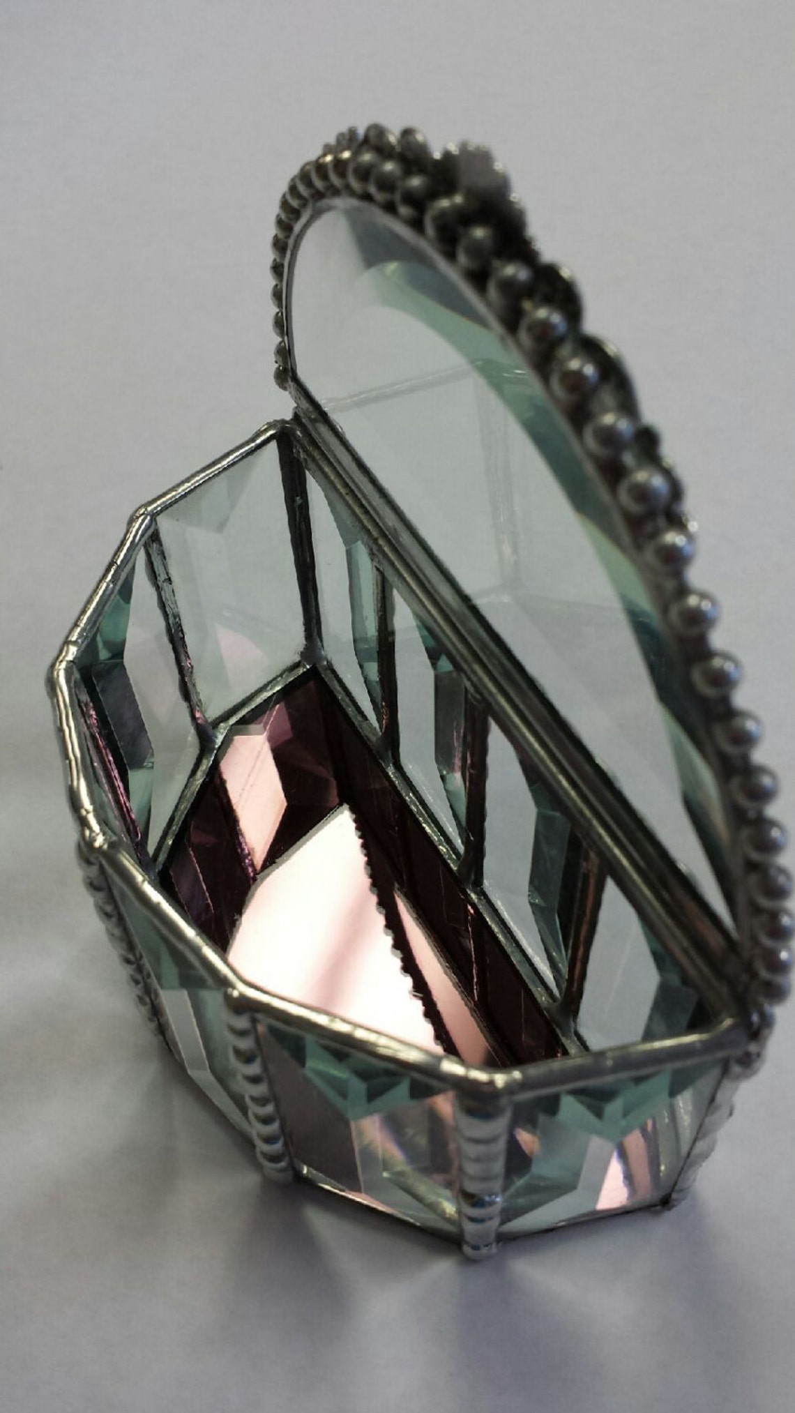 Amethyst Half Circle Beveled Filigree/beaded Jewelry Box, Ring Box ...