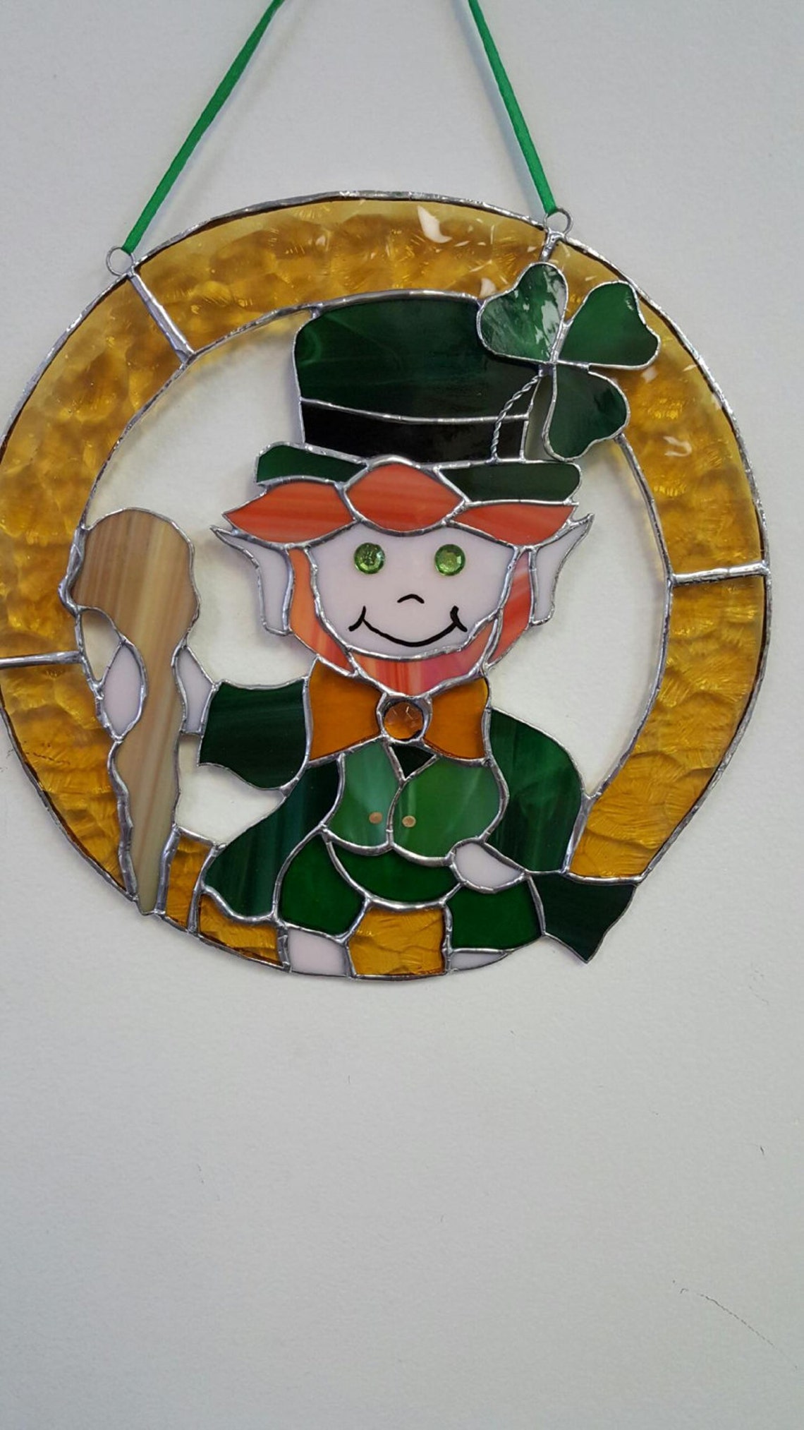 Lucky the Leprechaun, Stained Glass Suncatcher, Ornament,darling ...