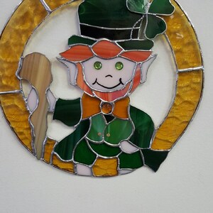 Lucky the Leprechaun, Stained Glass Suncatcher, Ornament,darling ...