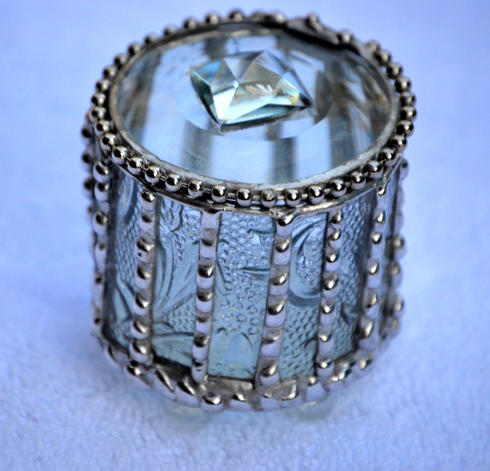 Round Embossed Glass Engagement Ring Box, Jewelry Box, Keepsake ...