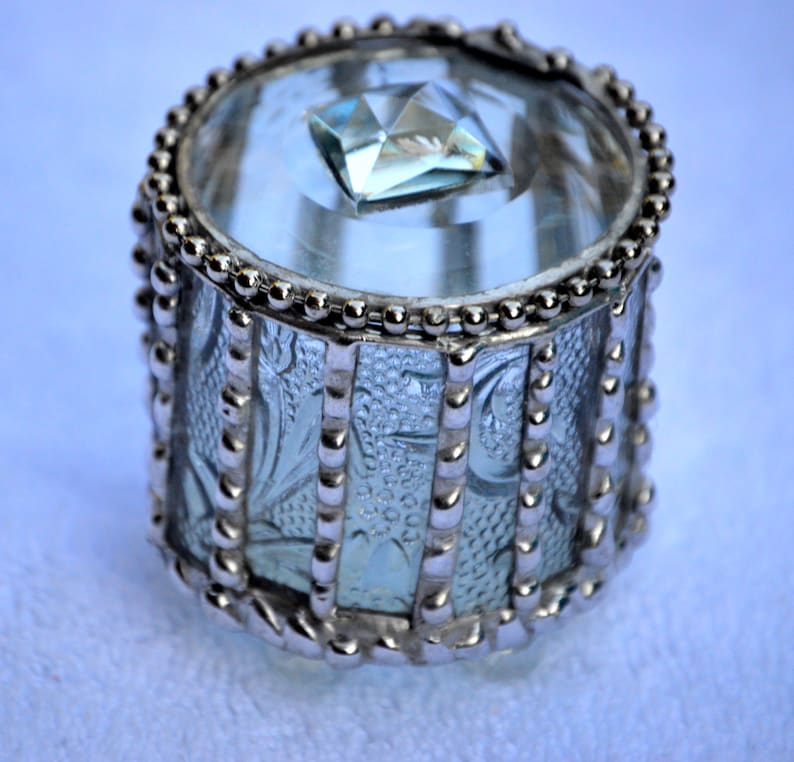 Round Embossed Glass Engagement Ring Box, Jewelry Box, Keepsake ...