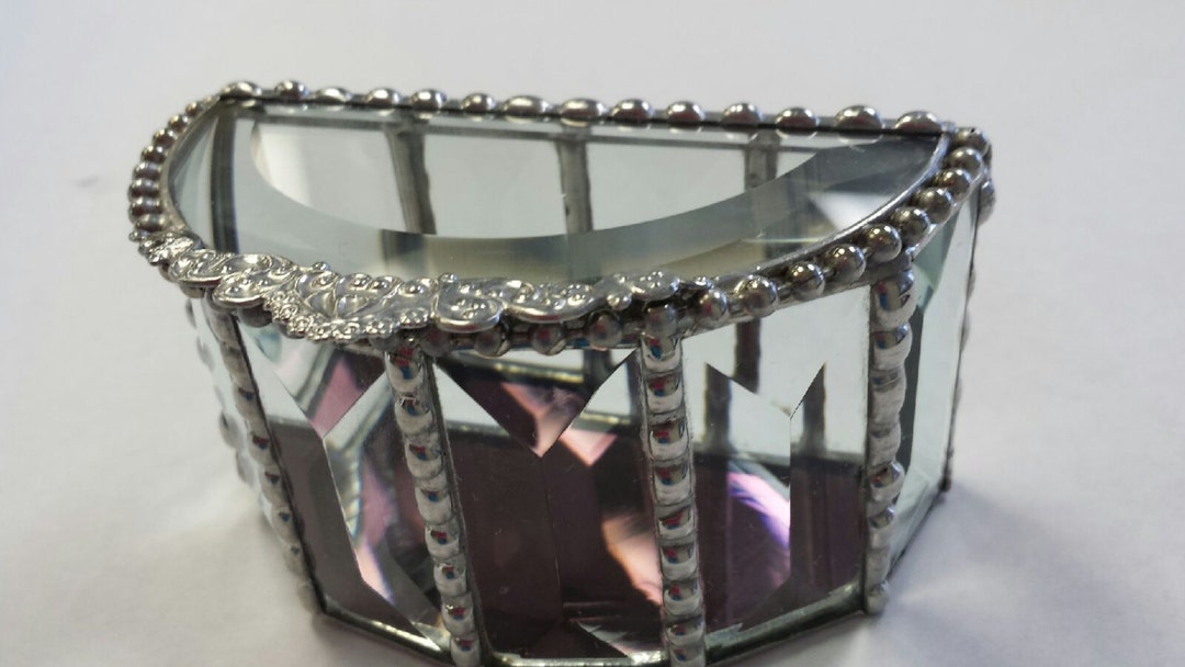 Amethyst Half Circle Beveled Filigree/beaded Jewelry Box, Ring Box ...