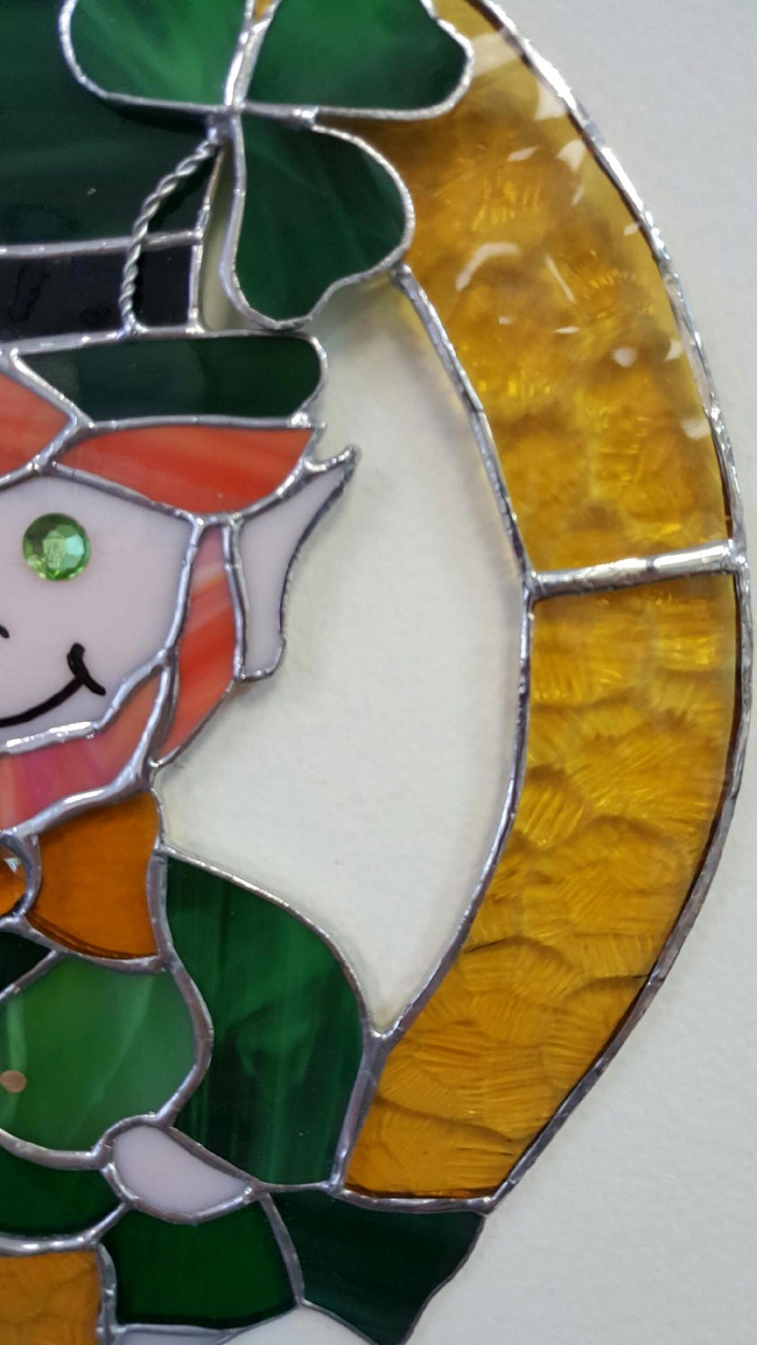 Lucky the Leprechaun, Stained Glass Suncatcher, Ornament,darling ...
