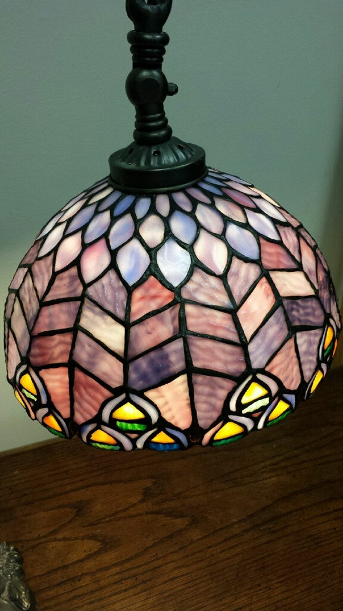 Tiffany Style Decorative Stained Glass Bridge Table Lamp / Water Lily ...