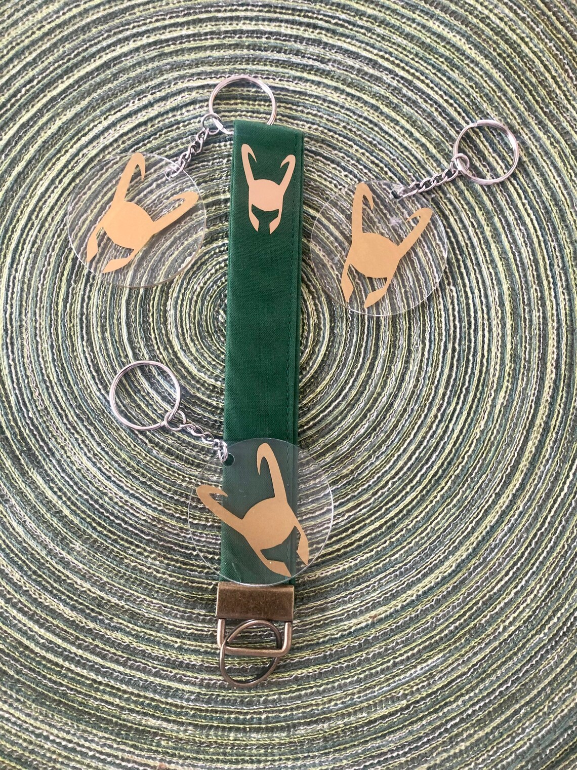 Loki Helmet Marvel Wristlet Key Fob Lanyard Keychain Green - Etsy