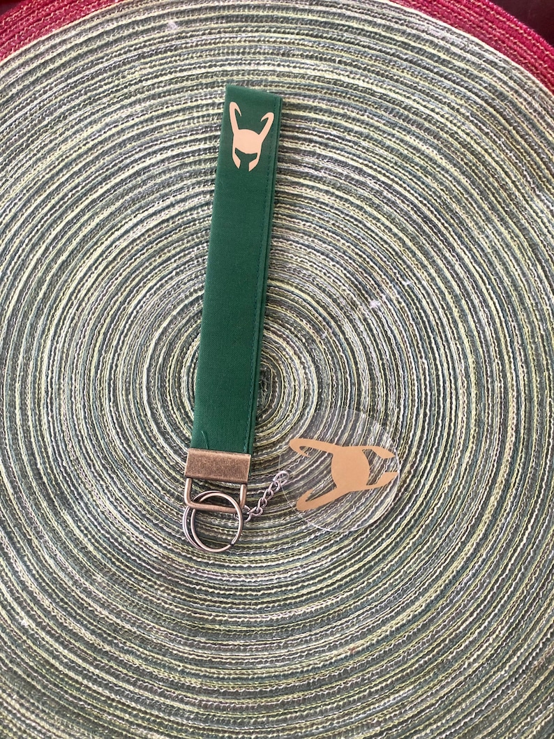 Loki Helmet Marvel Wristlet Key Fob Lanyard Keychain Green - Etsy