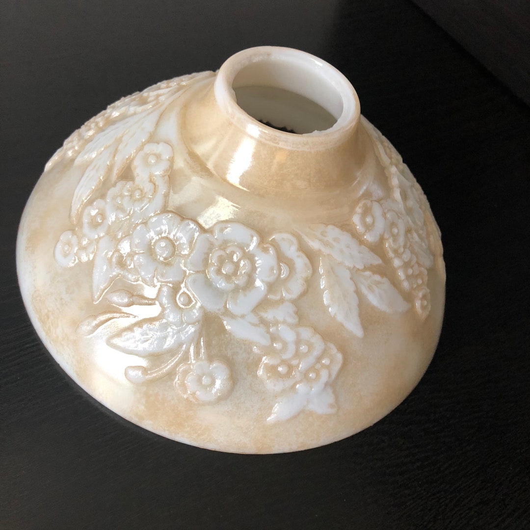 Gold Lusterware and Milk Glass Vintage Ceiling Light Glass Raised ...