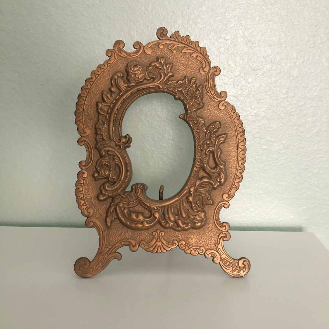 Victorian Rococo Picture Frame Gold Tone Cast Iron Free Standing Table ...