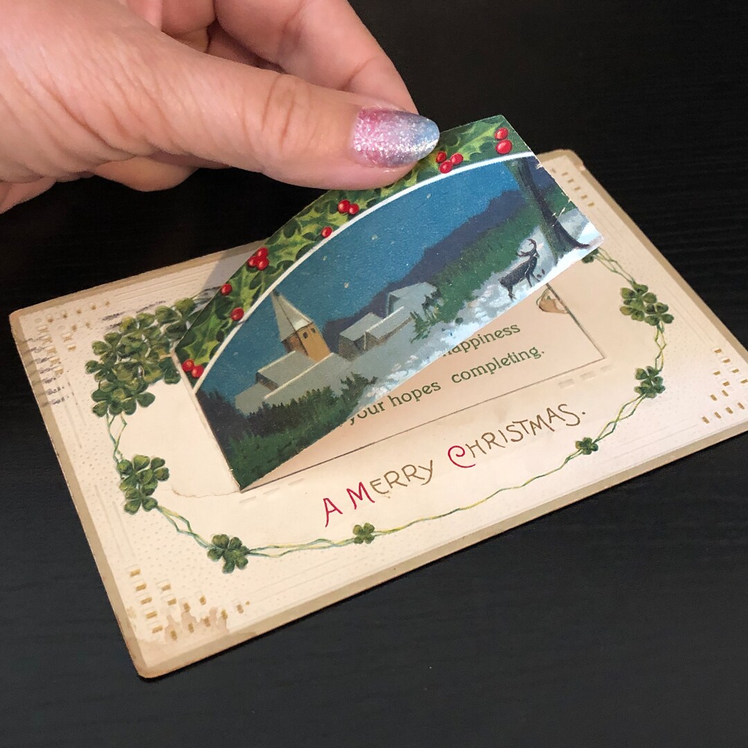 1911 Christmas Postcard With Door Flap Opens to Reveal Message Mailed ...