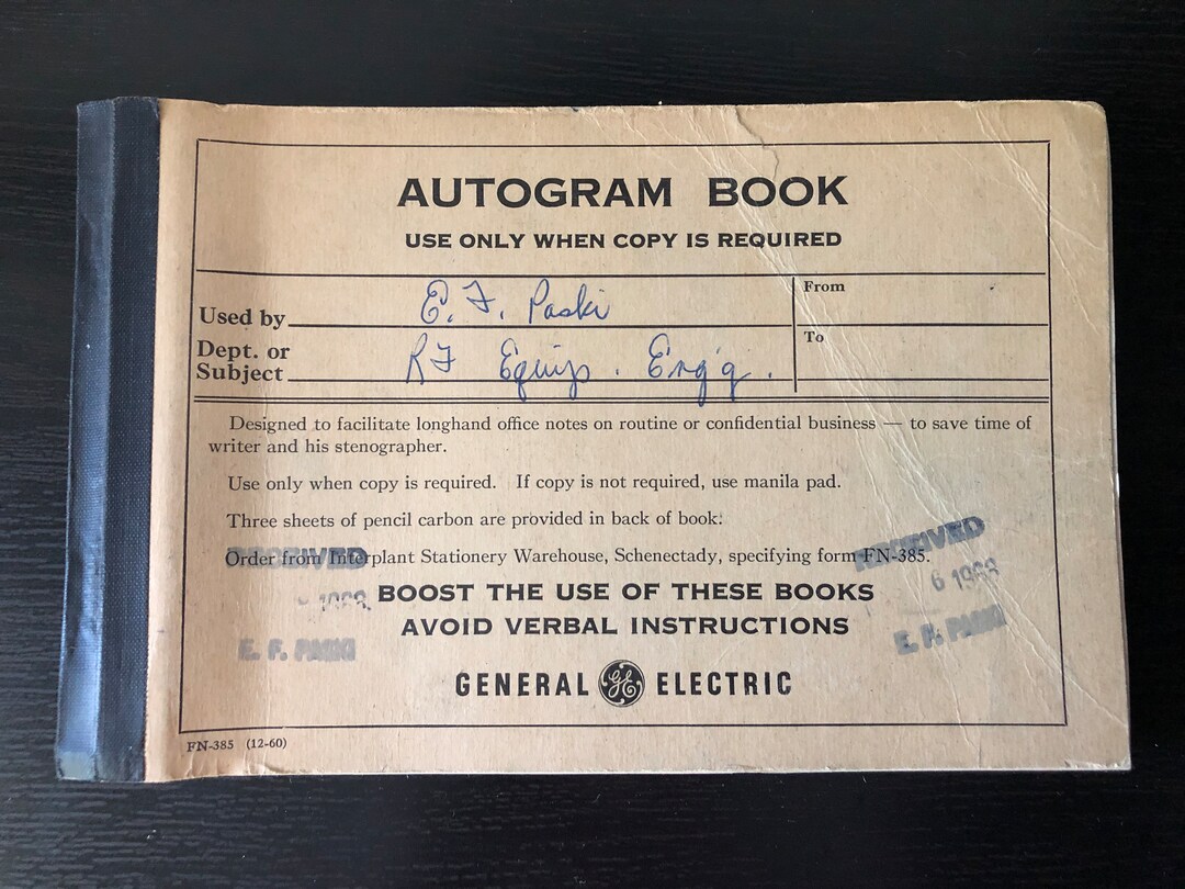 1963 GE Notepad - General Electric Autogram - Vintage Internal Memo ...