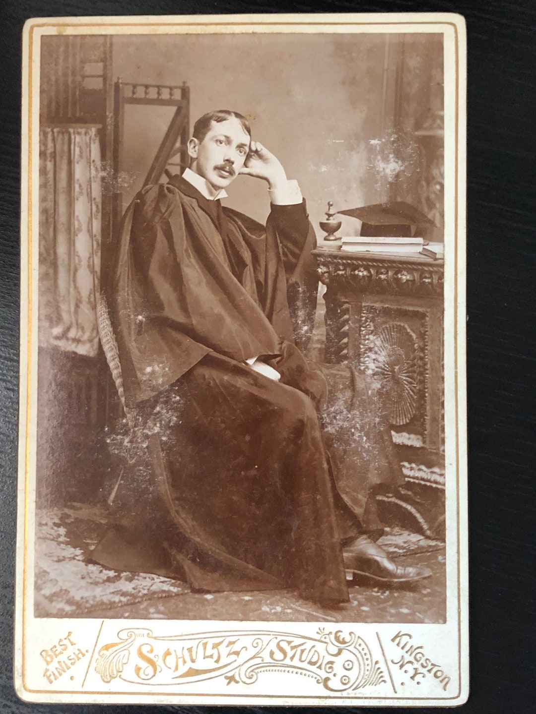 Graduation Day Cabinet Card - Cap and Gown - Victorian Portrait ...