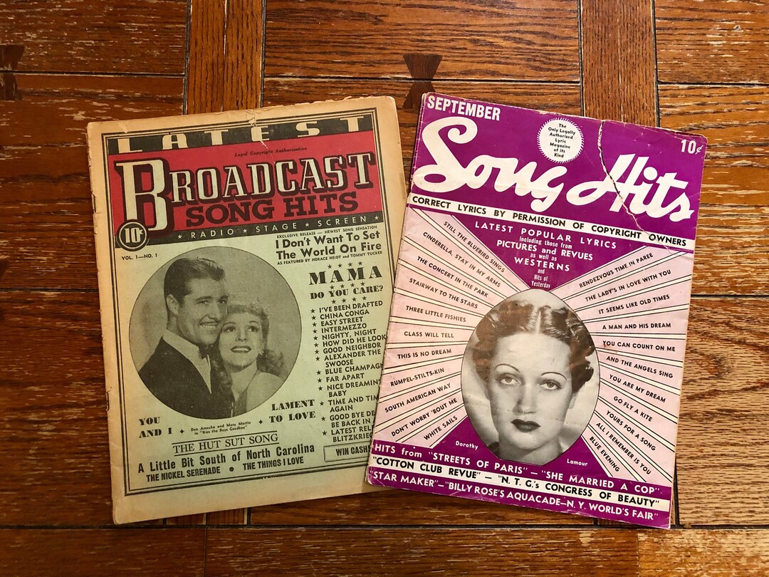 1939 1941 Song Hits 2 Magazine Set Lyrics of Hit Songs Dorothy Lamour ...