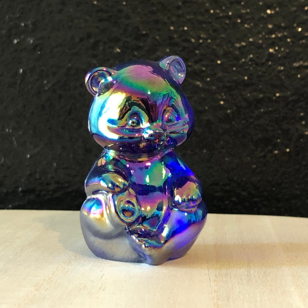 Fenton Bear - Sapphire Carnival Glass - Cobalt Blue With Iridescent ...