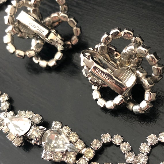Kramer Jewelry Set - Silver and Rhinestones Necklace … - Gem