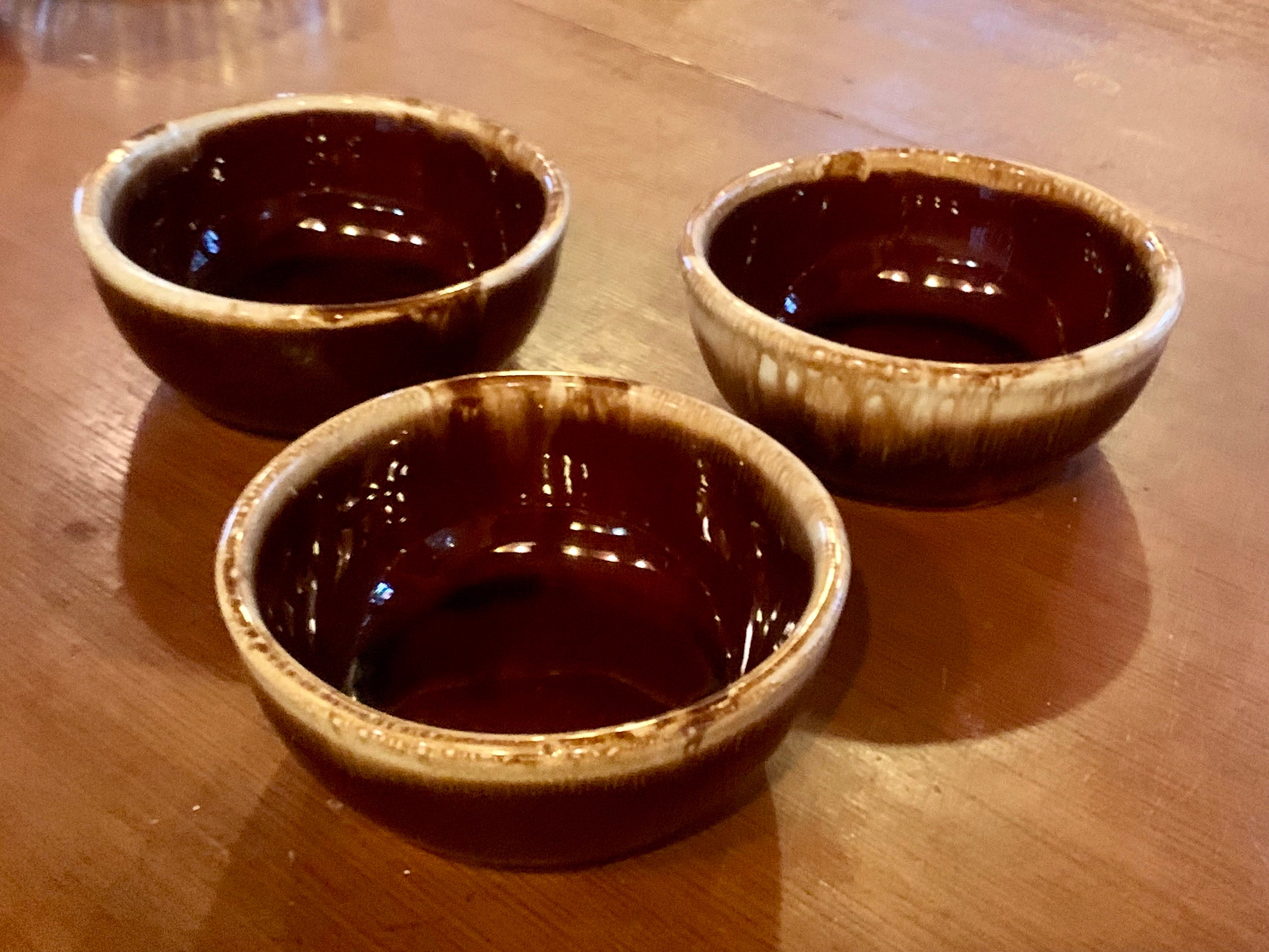 Vintage Mccoy Pottery Oven Proof USA Brown Drip 5.25 Bowl Set of 3 - Etsy