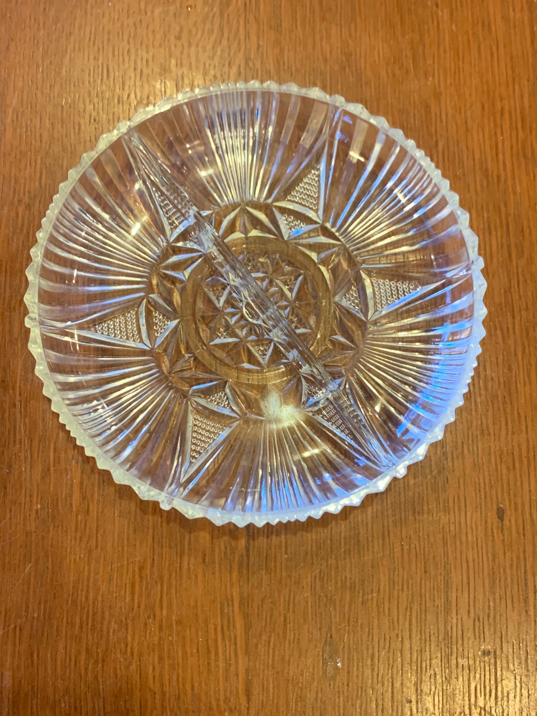 Vintage Clear Hazel Atlas Glass Fan Triangle Divided Celery Relish Bowl ...