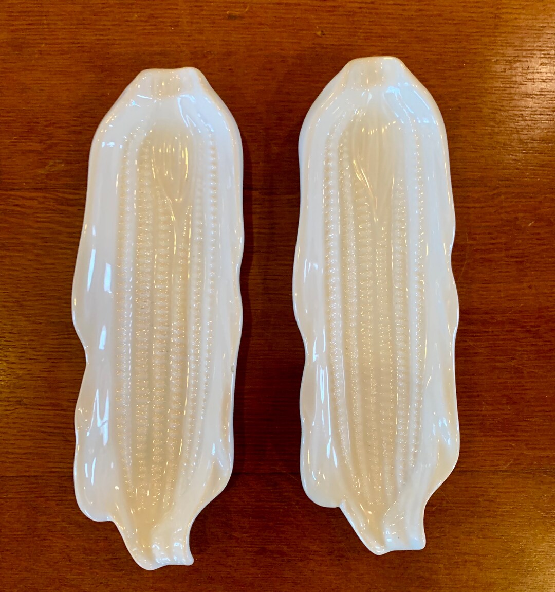 Pair of White Corn on the Cob Dishes California Pottery Vintage CA USA ...