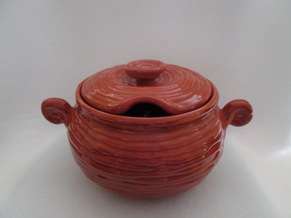 Vintage Soup Tureen with Lid USA Pottery Burnt Orange Coiled | Etsy