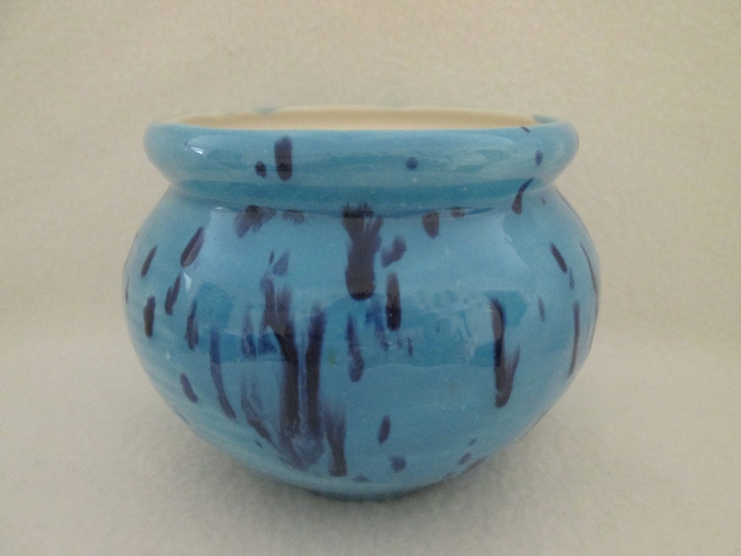 Vintage Drip Glaze Splatterware Ceramic Planter Flower Pot Vase Jeweled ...