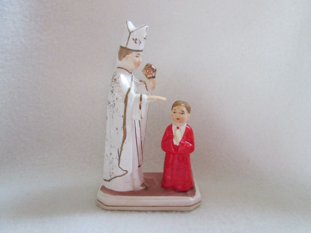 Vintage Sanmyro Japan Bishop and Little Boy Holy Communion Figurine ...