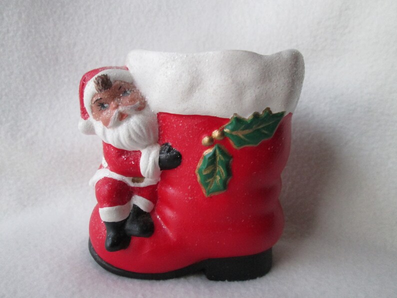 Vintage Santa Claus Boot Planter Hand Painted Glitter Dusted - Etsy