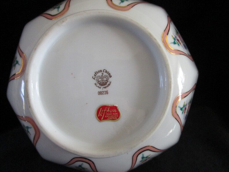 Vintage Lefton China Hand Painted Octagon Shaped Floral and Rose ...