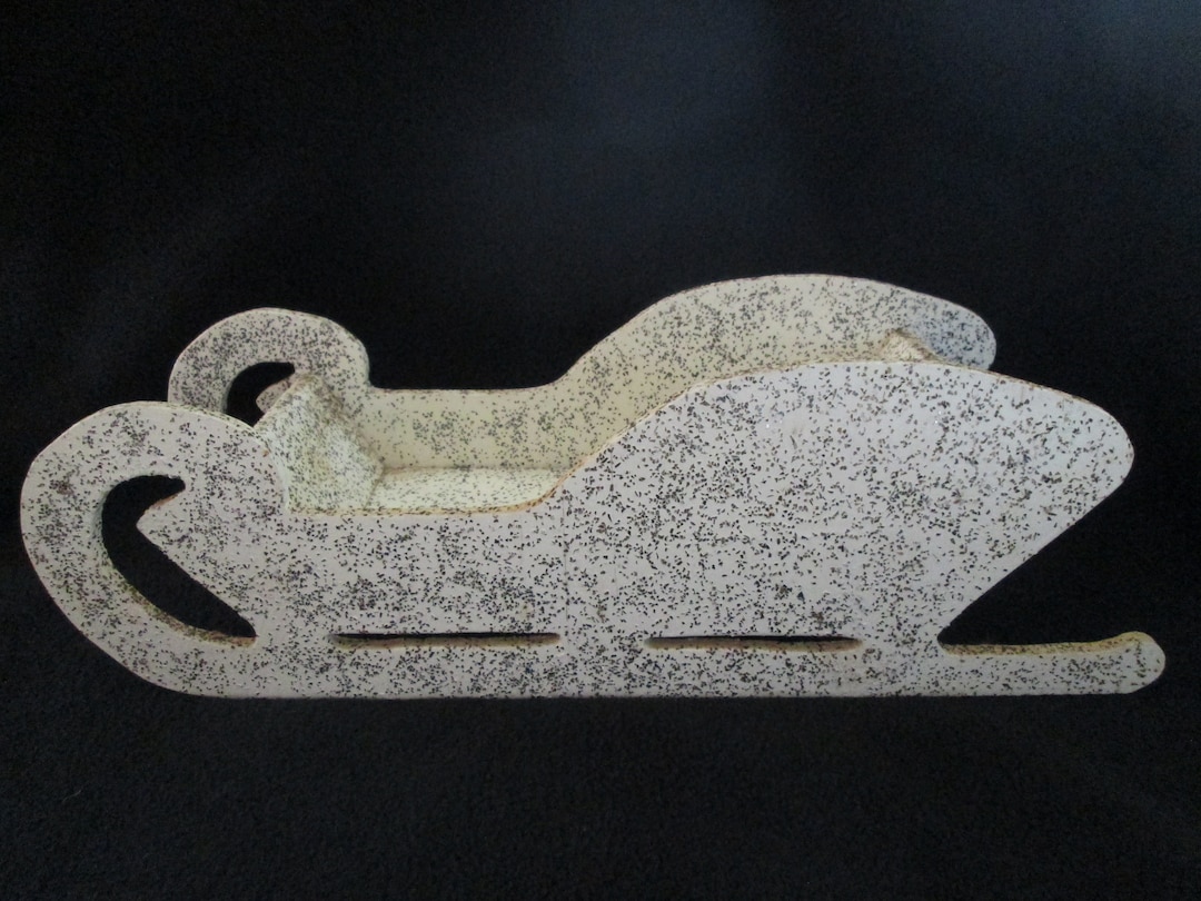 Vintage Handmade Wood Sleigh With Glass Glitter Christmas Sleigh ...