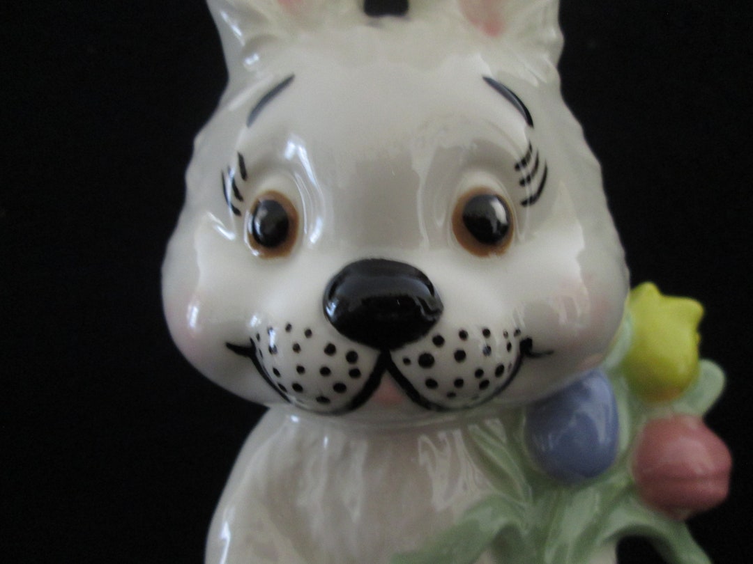 Vintage Easter Bunny Figurine Hobby Ceramic Signed Adda 87 Easter Decor ...