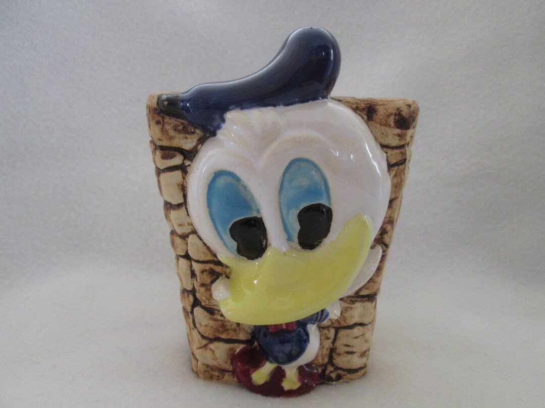 Vintage Donald Duck Planter Textured Brick Wall Glazed Donald Duck ...