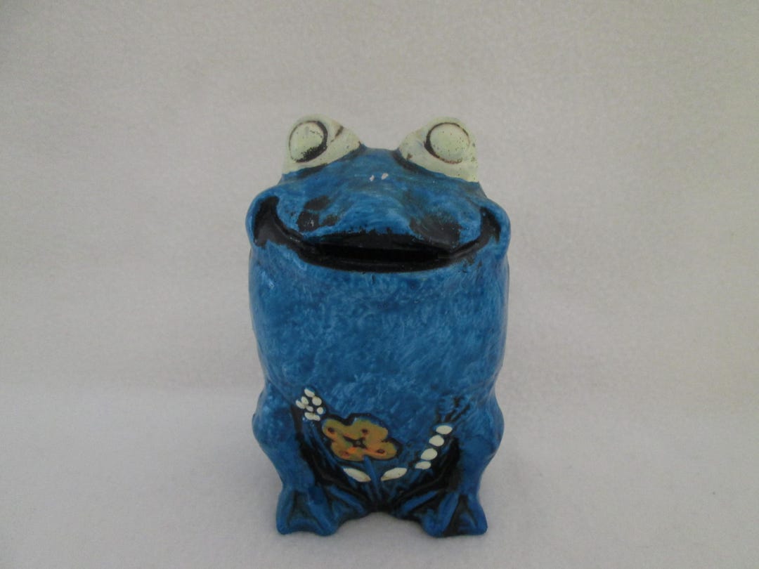 Vintage Napco Freddy Frog Blue Piggy Bank Retro Frog Banks Kitschy Frog ...