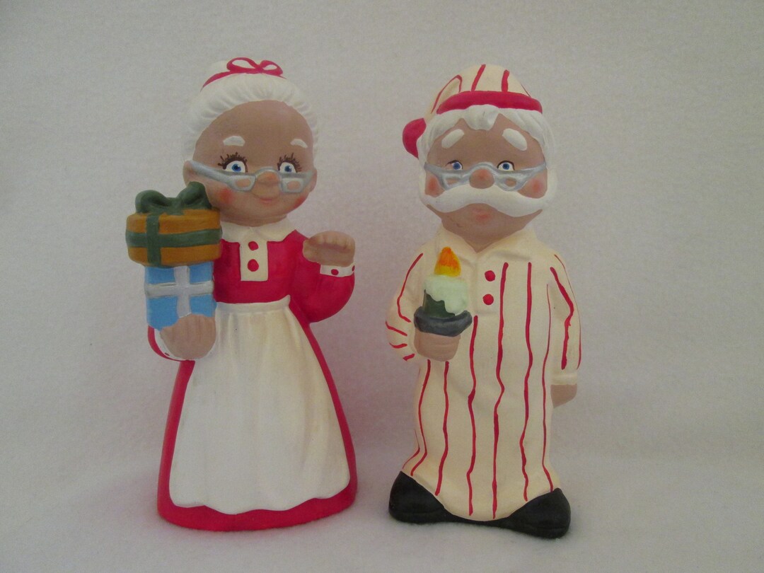 Vintage Santa Claus and Mrs Claus Craft Ceramics Figurines Hand Painted ...