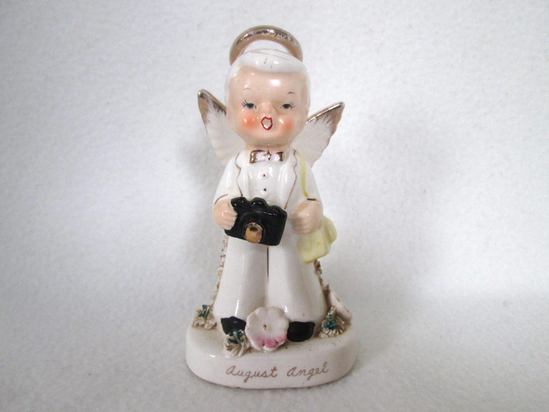 Vintage August Birthday Boy Angel Porcelain Ceramic - Etsy