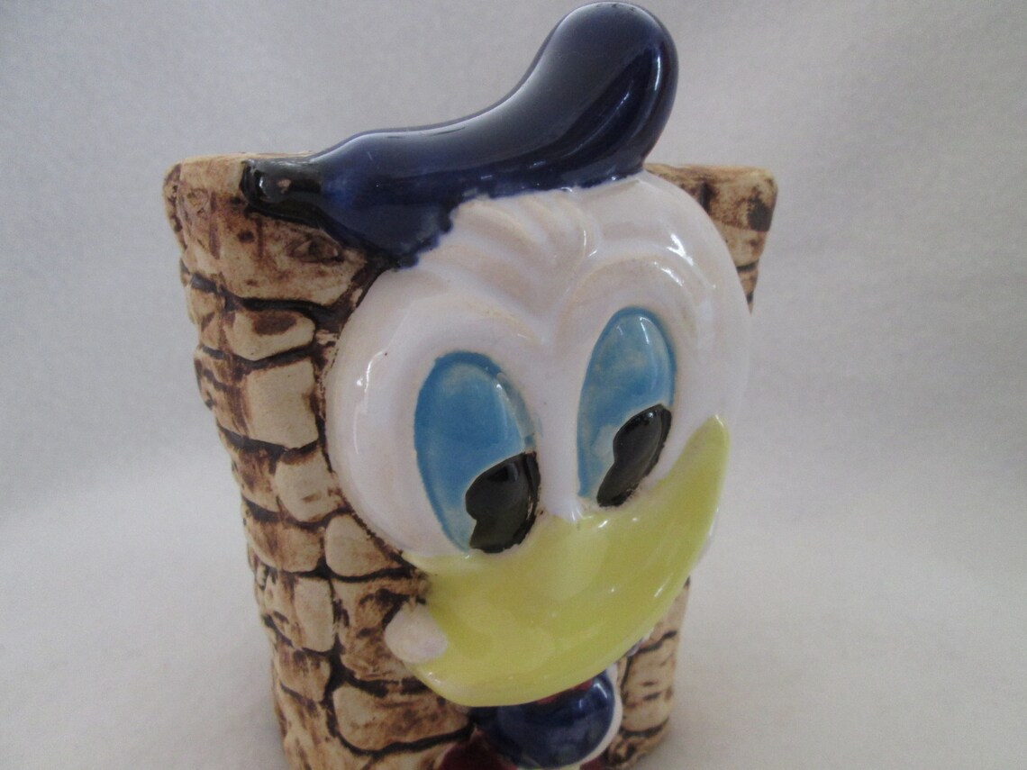 Vintage Donald Duck Planter Textured Brick Wall Glazed Donald - Etsy