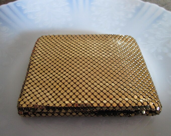 Vintage Whiting and Davis Gold Mesh Wallet Billfold Black Lining Change ...