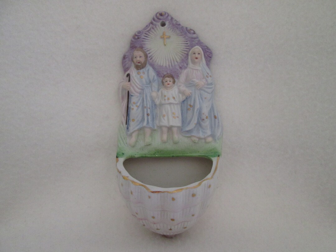Vintage Japan Holy Water Font Wall Hanging Holy Water Font Joseph Mary ...