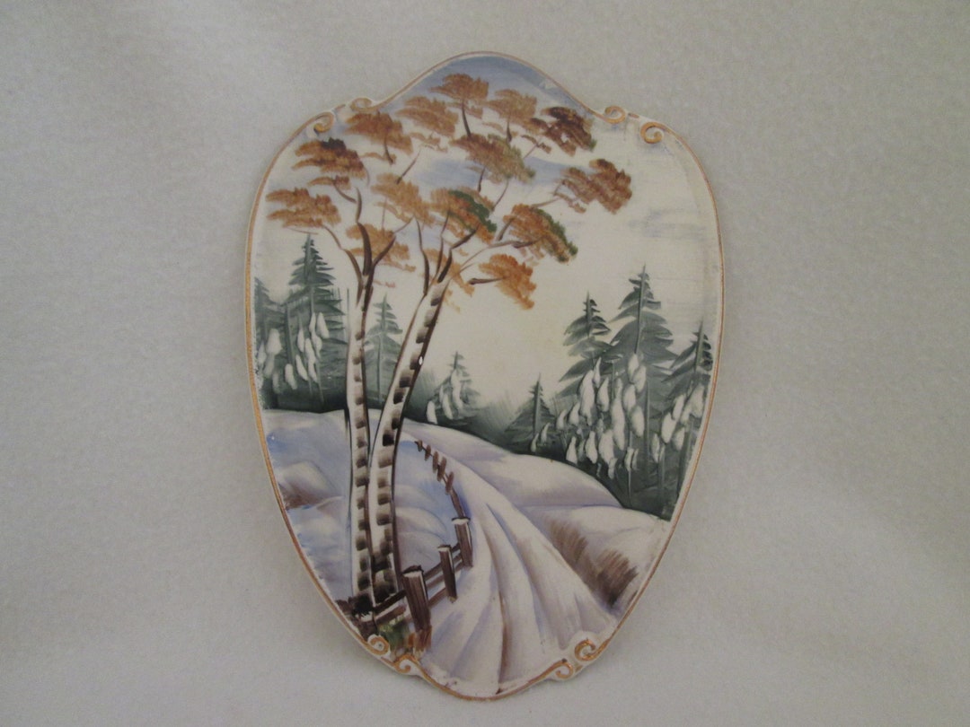 Vintage Lefton China Winter Scene Hand Painted Wall Plaque 4927 - Etsy