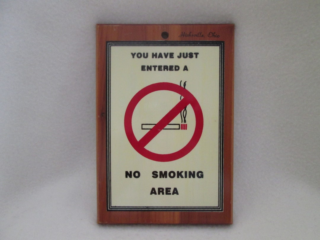 Vintage No Smoking Area Wall Hanging Sign Hicksville Ohio Souvenir No ...