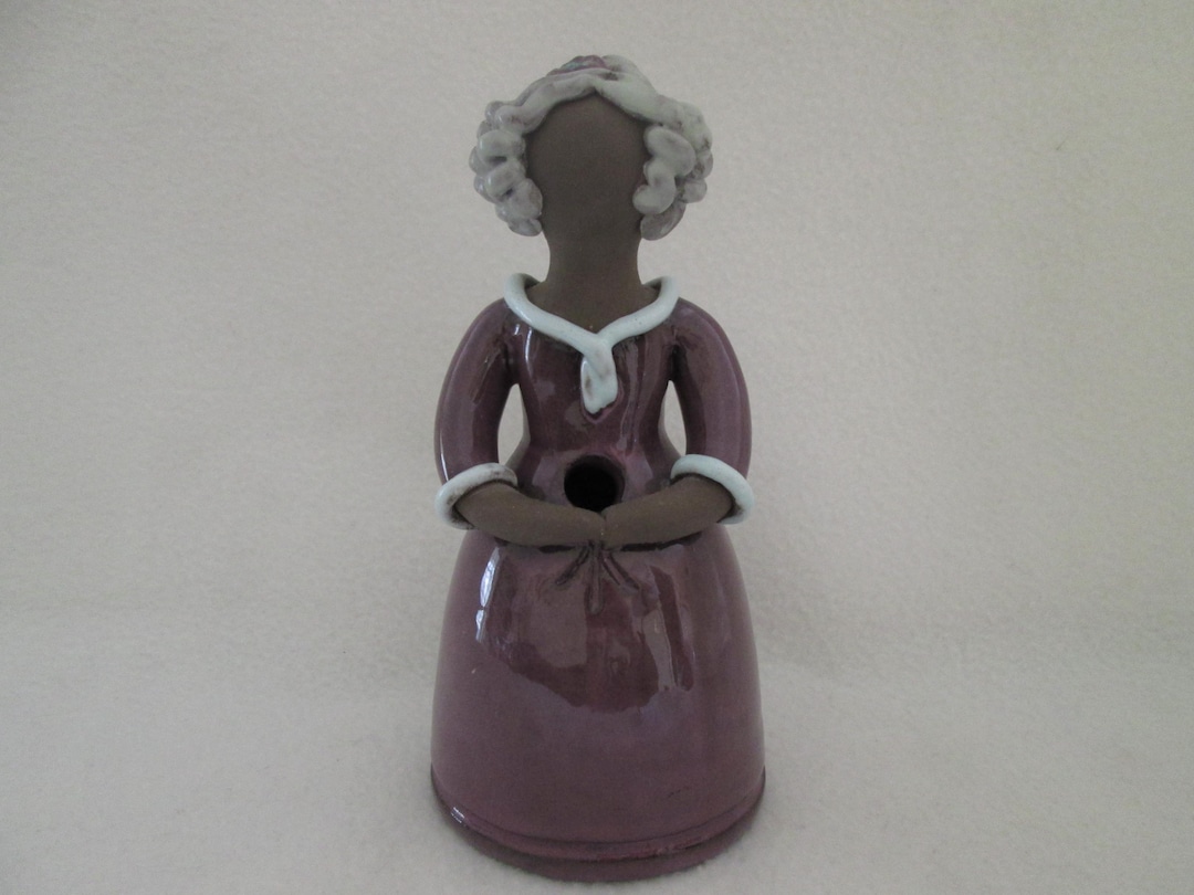 Vintage Elbogen Swedish Pottery Figurine Handmade Lady Girl Flower Vase ...