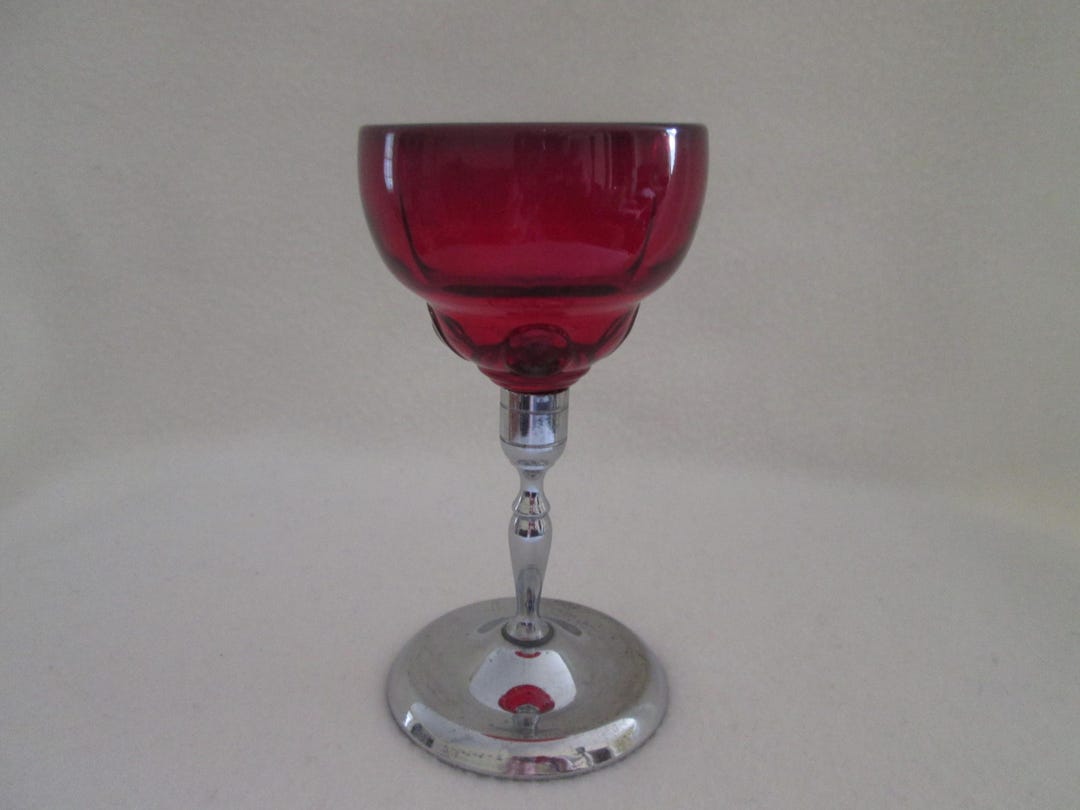 Vintage Moondrop Ruby Red Cordial Glass With Detachable Chrome Stem ...
