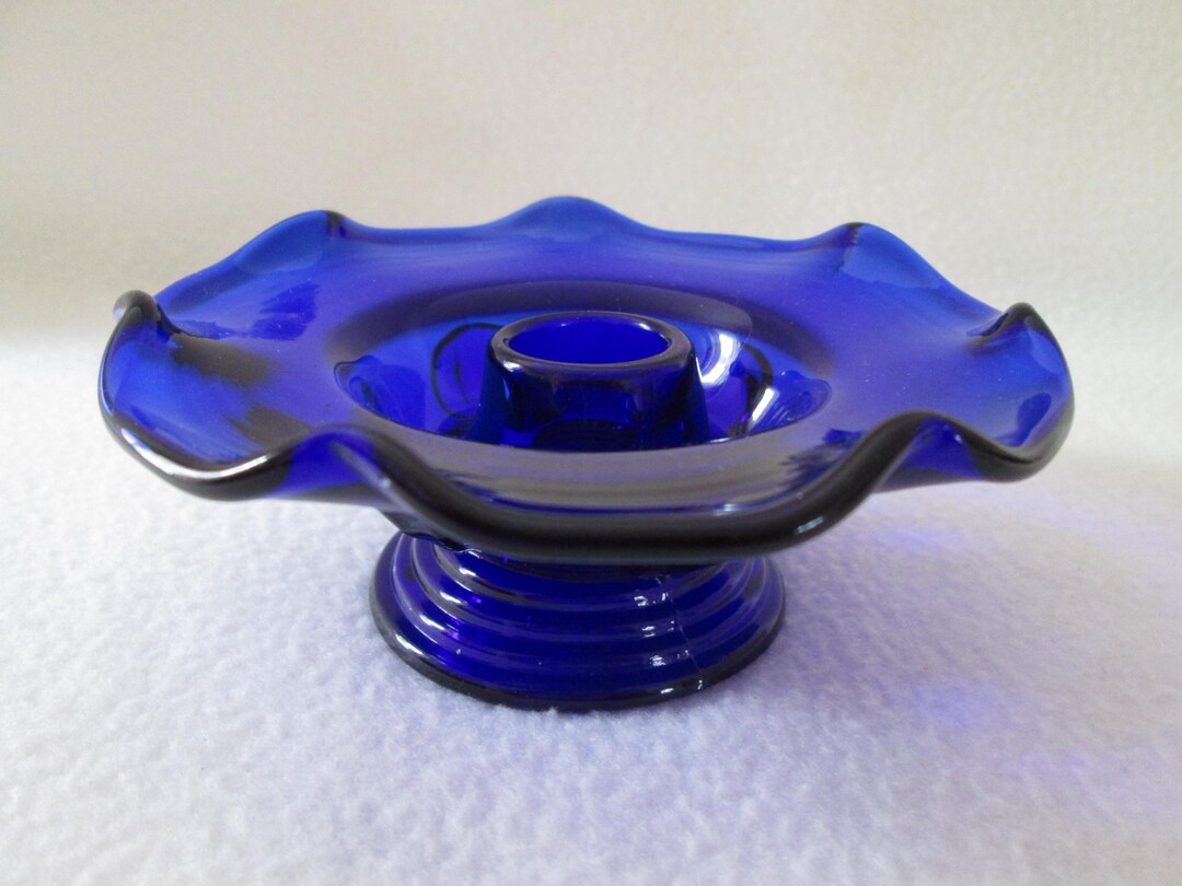 Vintage New Martinsville Moondrops Cobalt Blue Glass Candleholder ...