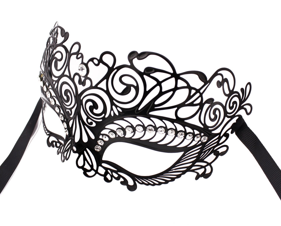 Glamorous Cupid Black Metal Filigree Costume Mask Laser Cut | Etsy