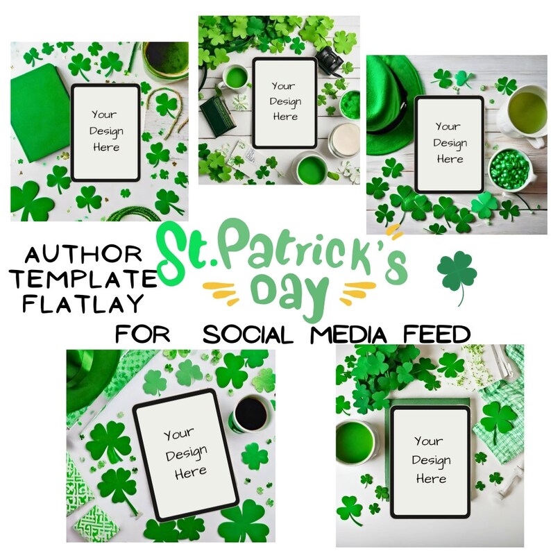 5 St Patrick's Day iPad Mockup, Green Bookstagram Themed Template ...