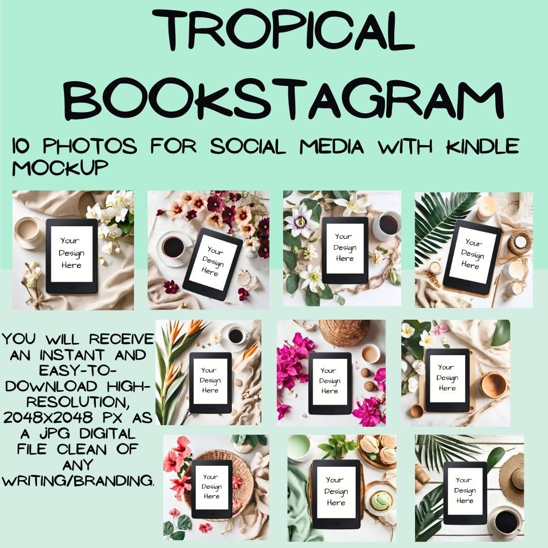 10 Tropical Bookstagram Flatlay Mockup, Summer Props for Social Media ...