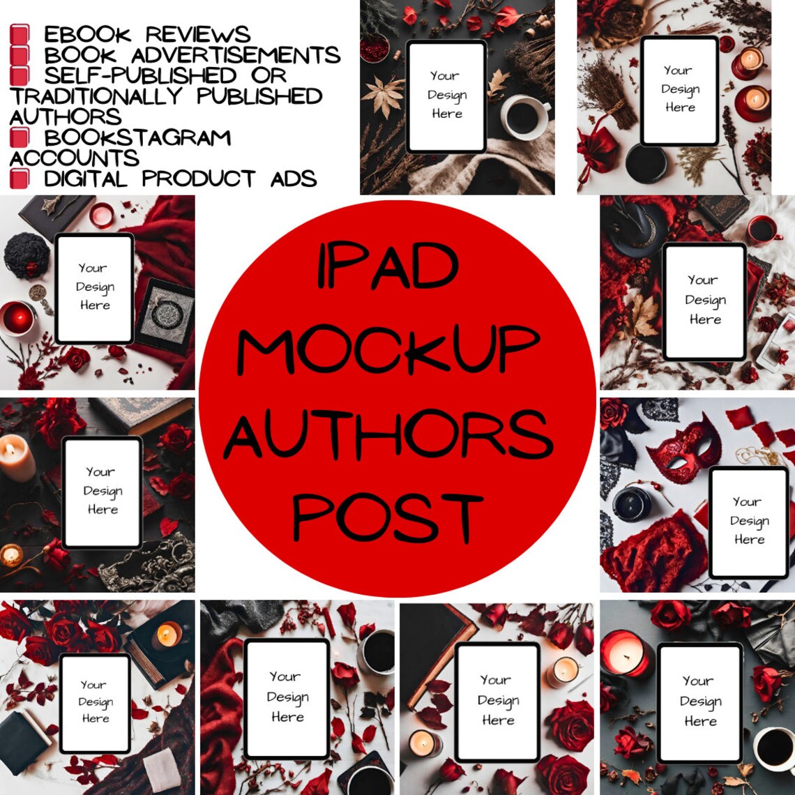 10 Black and Red Bookstagram Templates, Dark Romance Themed, Social ...